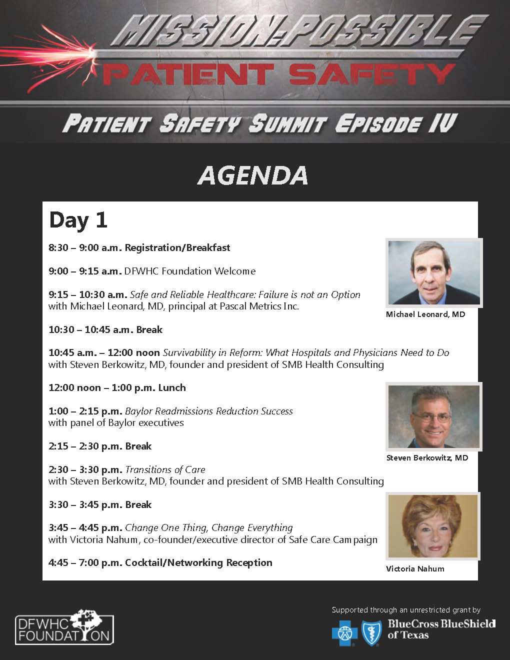 Patient Safety Summit Agenda, Aug.10-11