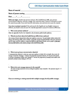 CDC Clear Communication Index Score Sheet